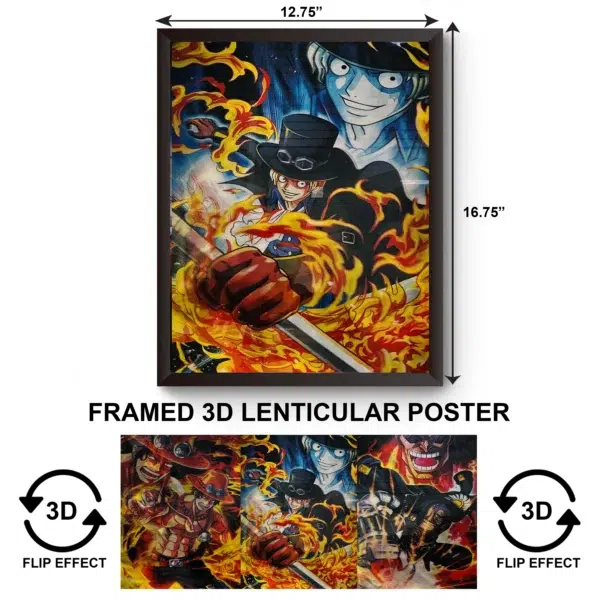 3DPWF-122 Anime – Monkey D. Luffy on Fire Framed Poster – DB Distro